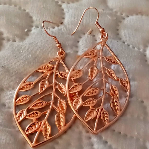 rose gold | Jewelry | Rose Goldsterling Leaf Earrings 2 In | Poshmark